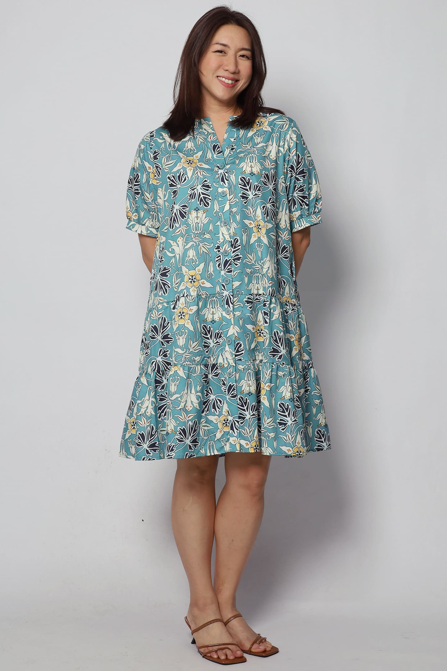 Sue Dress in Mint Foliage