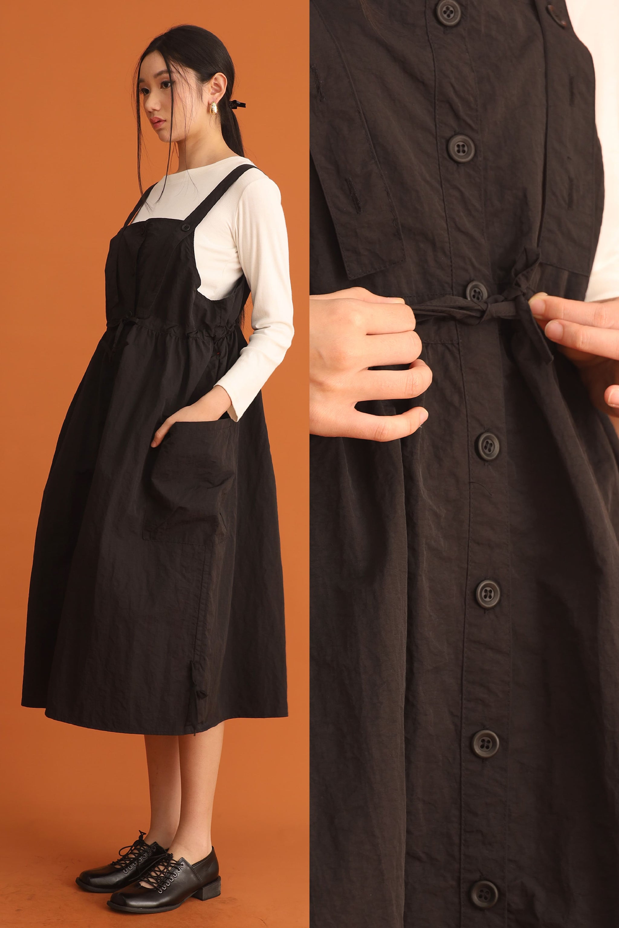 CHOSEN - Ola Pinafore Dress in Black